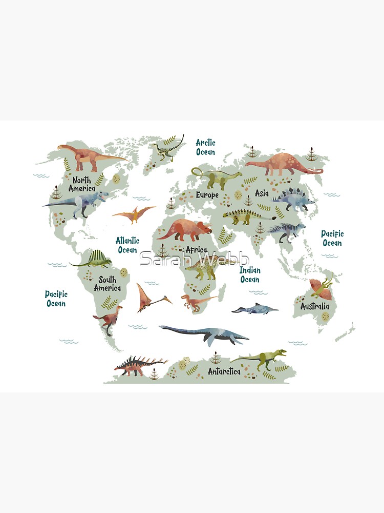 "Dinosaur World Map" Sticker by piccalilli22 | Redbubble