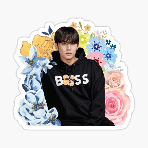 "Kim Mingyu in Flower Backdrop | Seventeen" Sticker by CrownMaru ...