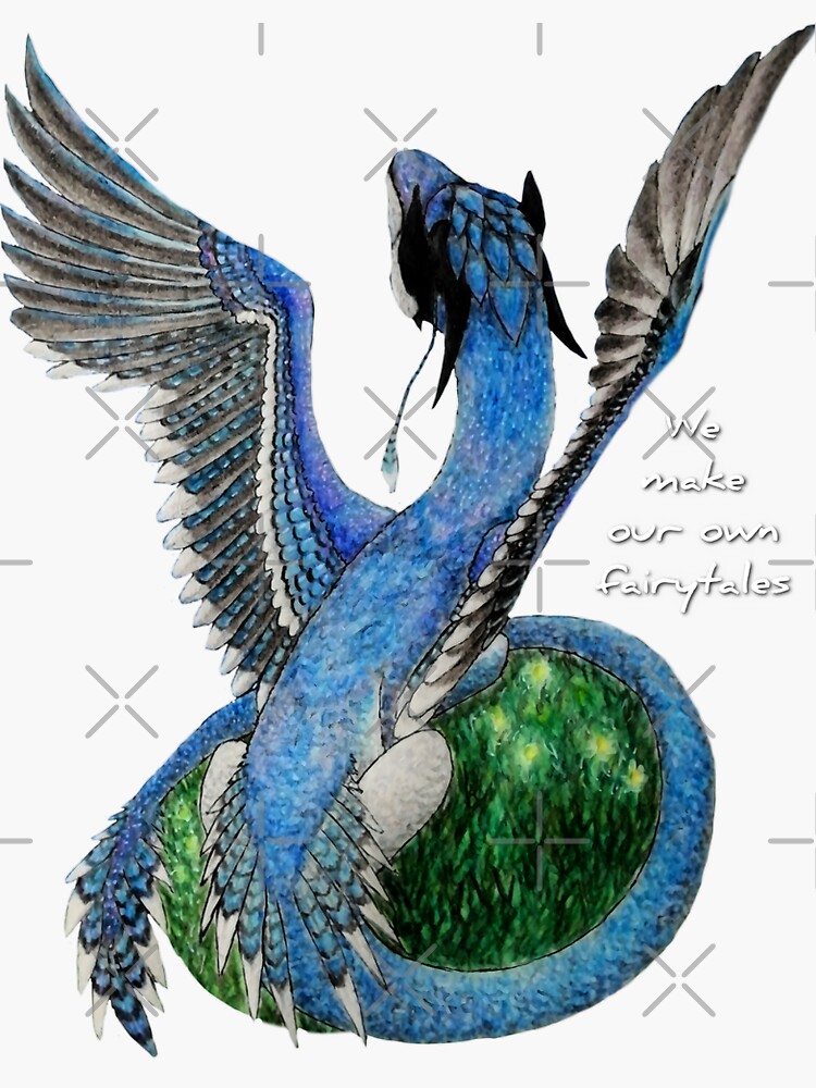 "Blue Jay Dragon" Sticker by Lycoris-art | Redbubble