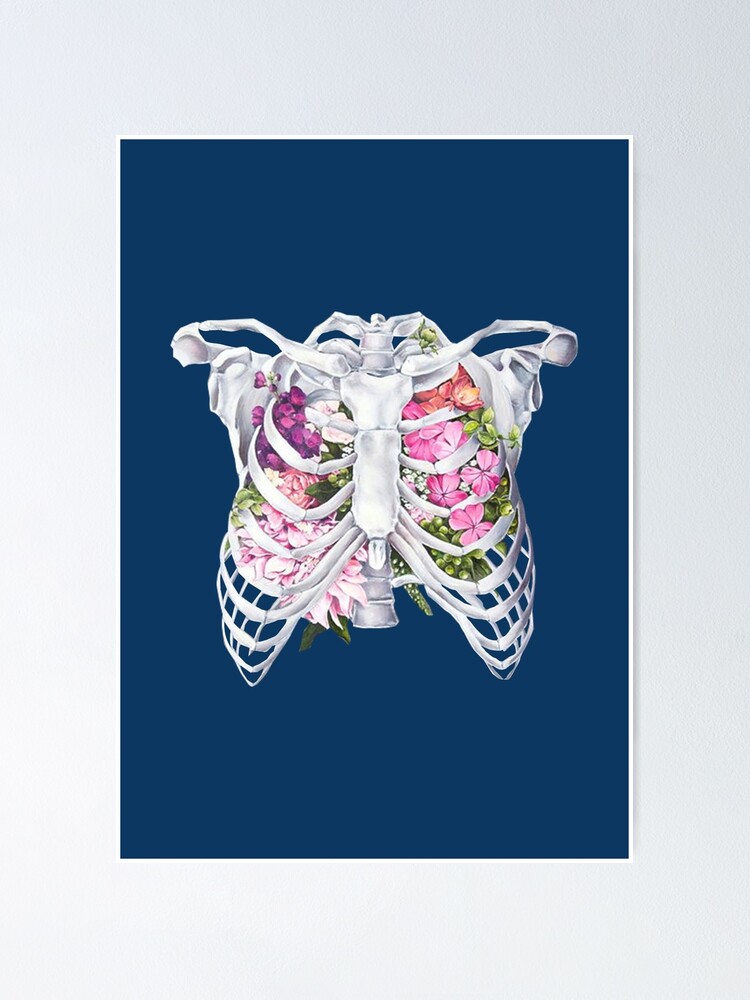 "Floral Arrangement Inside Rib Cage" Poster for Sale by hicDZ | Redbubble