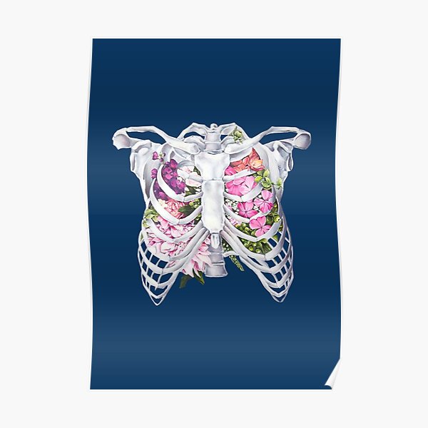 "Floral Arrangement Inside Rib Cage" Poster for Sale by hicDZ | Redbubble