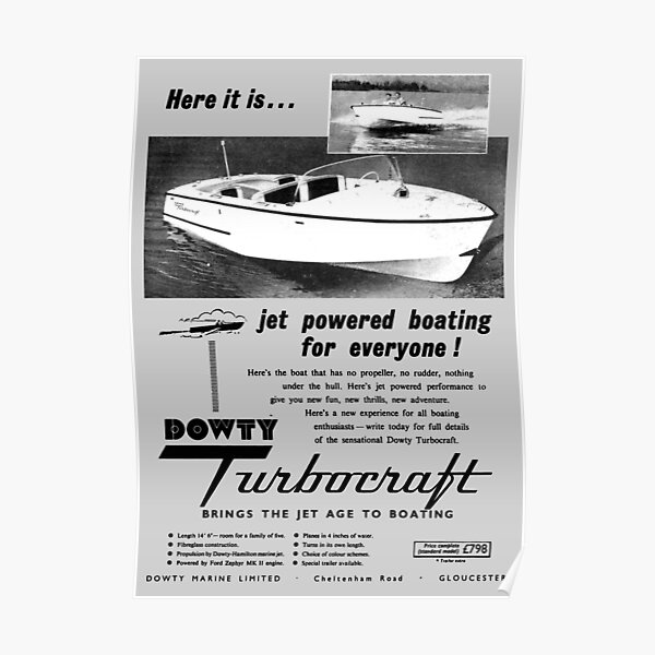 "DOWTY TURBOCRAFT JET BOAT - ADVERT" Poster for Sale by ThrowbackAds ...