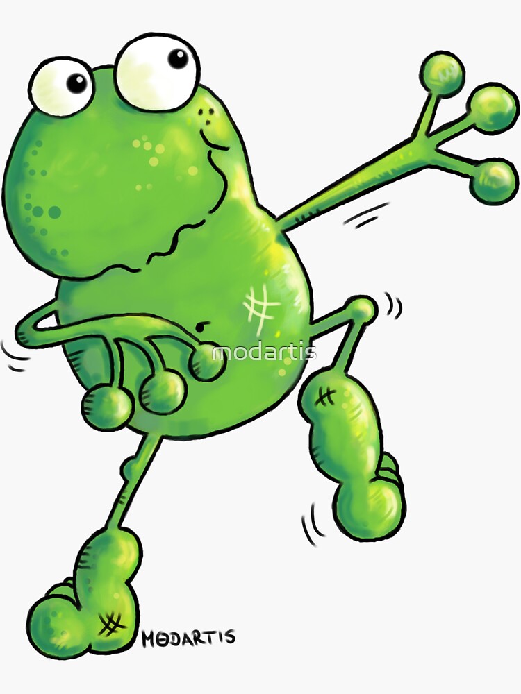 "Happy Dancing Frog Cartoon " Sticker for Sale by modartis | Redbubble