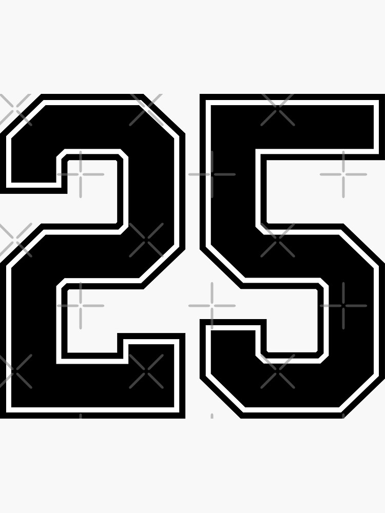 "Black Number 25 lucky sports jersey twenty five" Sticker by HeavyStyle ...