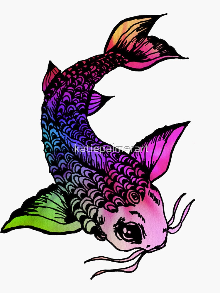 "Hippy Koi - KP/Art" Sticker for Sale by katiepalmerart | Redbubble