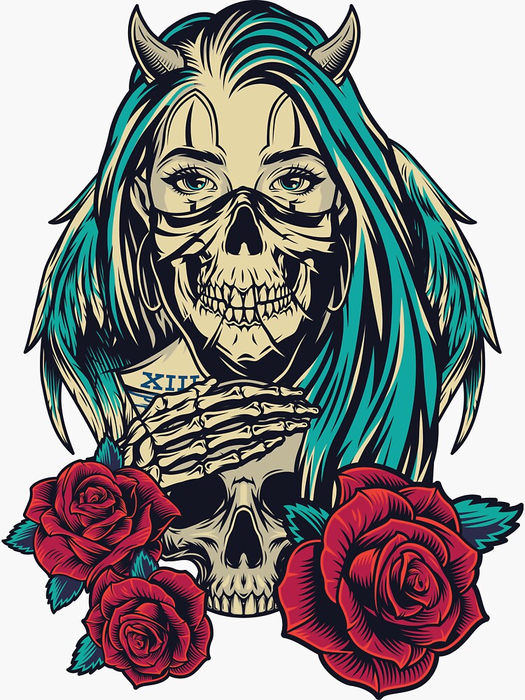 "Female Skull" Sticker by Milkygmail | Redbubble