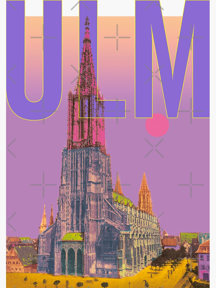 "nostalgic view of the Ulm Münster skyline, atmospheric collage, retro ...