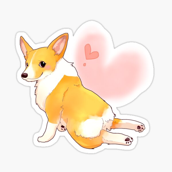 "Corgi Butt Pink Heart Cute Funny Dog Art Gift" Sticker for Sale by ...