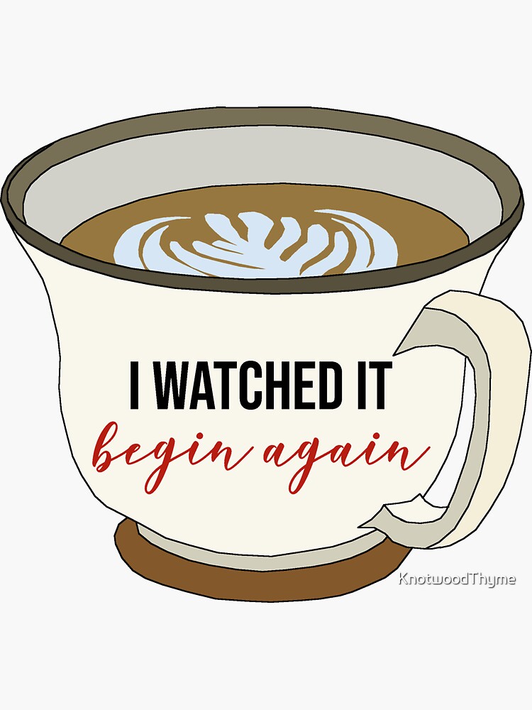 "Begin Again Coffee Shop Cup" Sticker for Sale by KnotwoodThyme | Redbubble