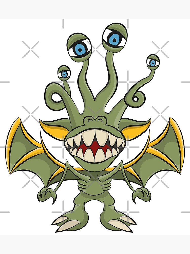 "Green alien monster - creature - illustration - tongue - Cartoon ...