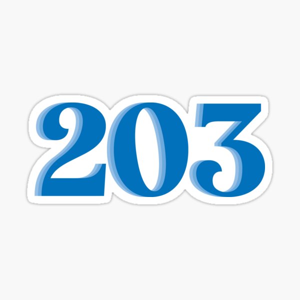 "The 203" Sticker by erin-raftery | Redbubble