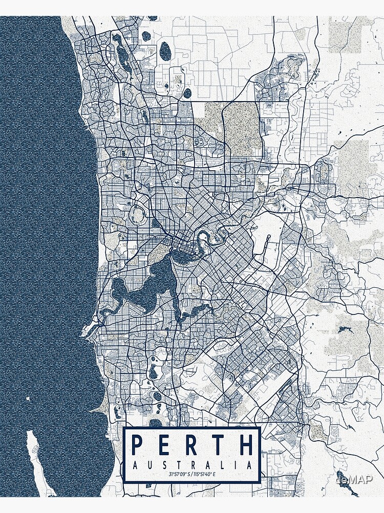 "Perth City Map of Australia - Coastal" Poster for Sale by deMAP ...