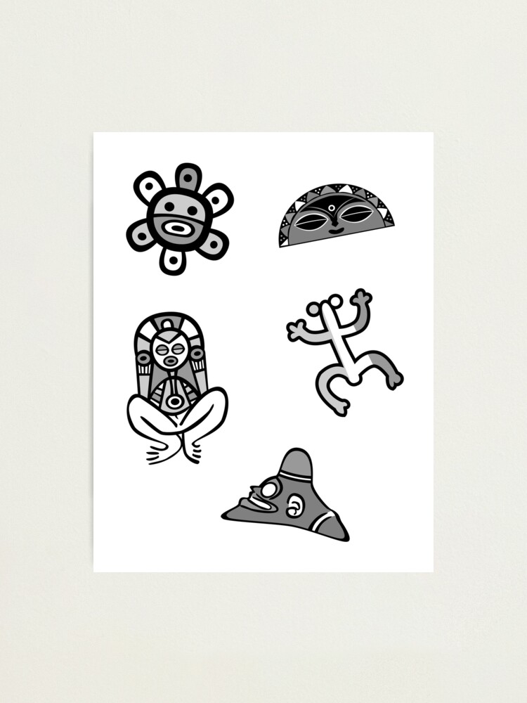 "Tainos Puerto Rico Coqui Atabey Cemi Sun Moon Black White Gray ...