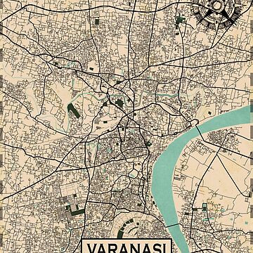 "Varanasi City Map of Uttar Pradesh, India - Vintage" Postcard for Sale ...