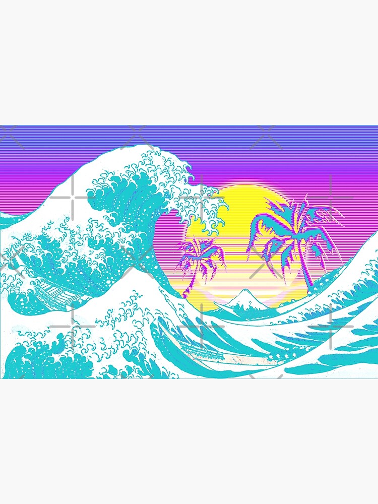 "Aesthetic Retro Vaporwave Great Wave off Kanagawa" Poster for Sale by ...