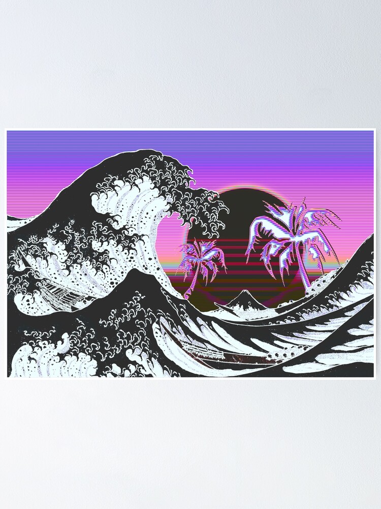 "Retro Vaporwave Aesthetic Great Wave off Kanagawa" Poster for Sale by ...