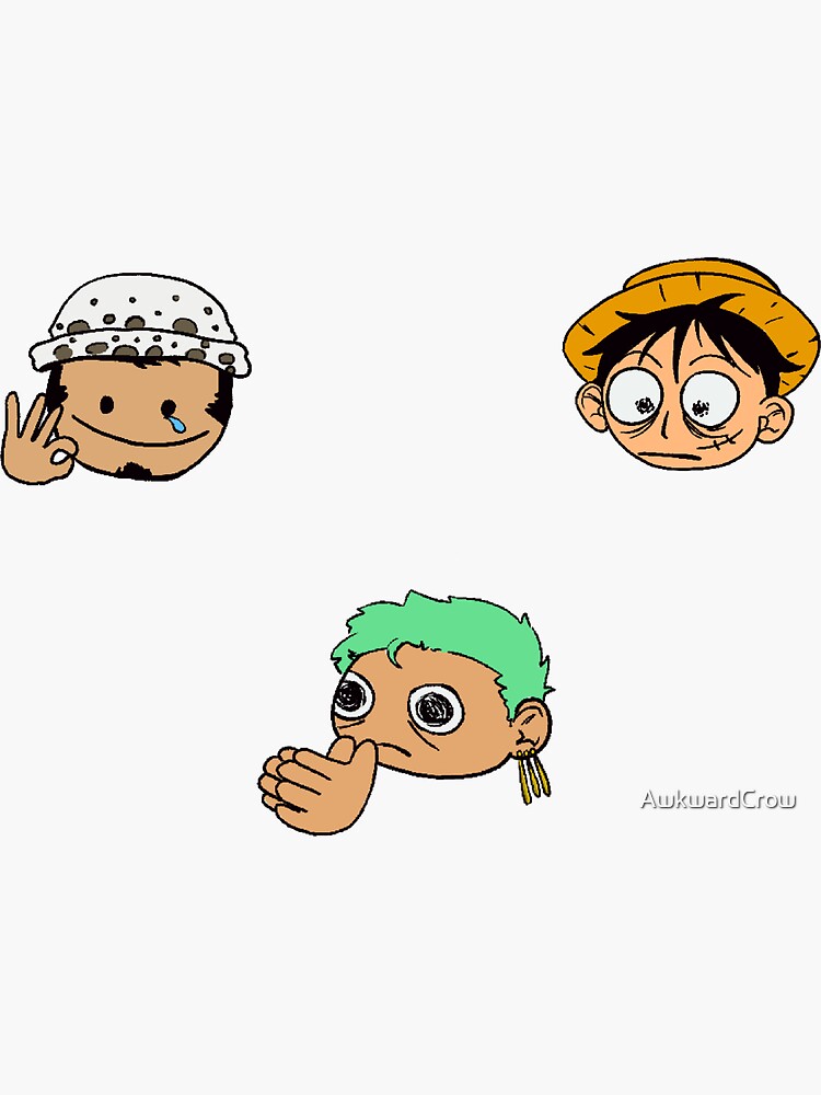 "One piece emote trio" Sticker by AwkwardCrow | Redbubble