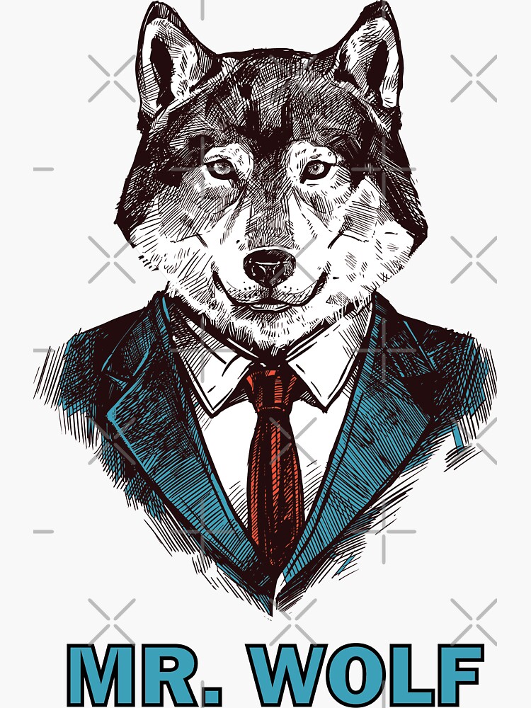 "Mr. Wolf Trademark Design " Sticker for Sale by CadDesignerr | Redbubble