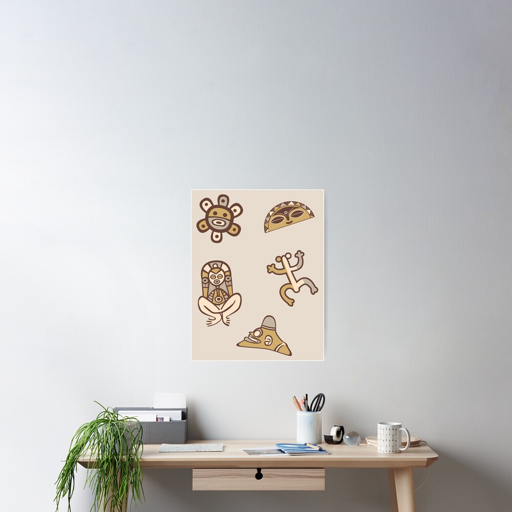 "Tainos Puerto Rico Coqui Atabey Cemi Sun Moon Neutral Colors" Poster ...