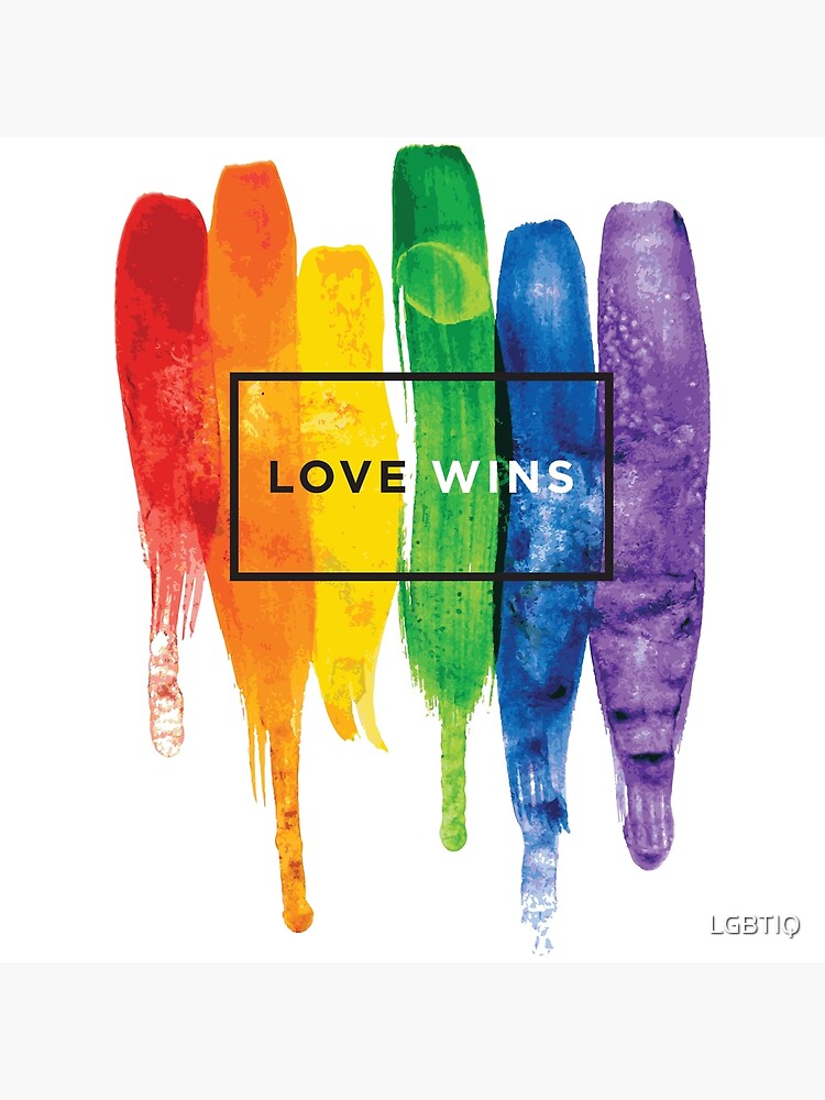 "Watercolor LGBT Love Wins Rainbow Paint Typographic" Art Print for ...