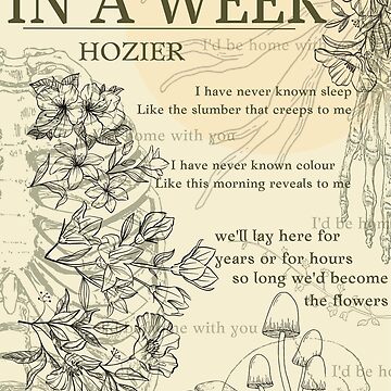 "In a Week Hozier " Poster for Sale by tuesdayss | Redbubble