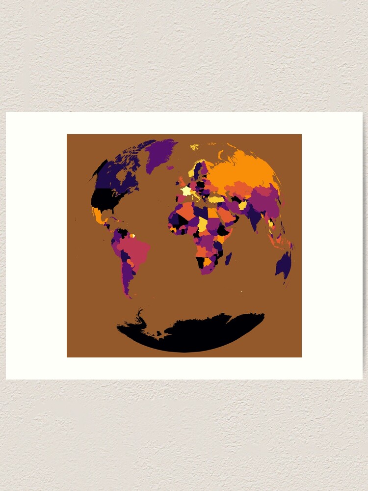 "World Map: Gilbert Two World Perspective Projection, inferno Color ...