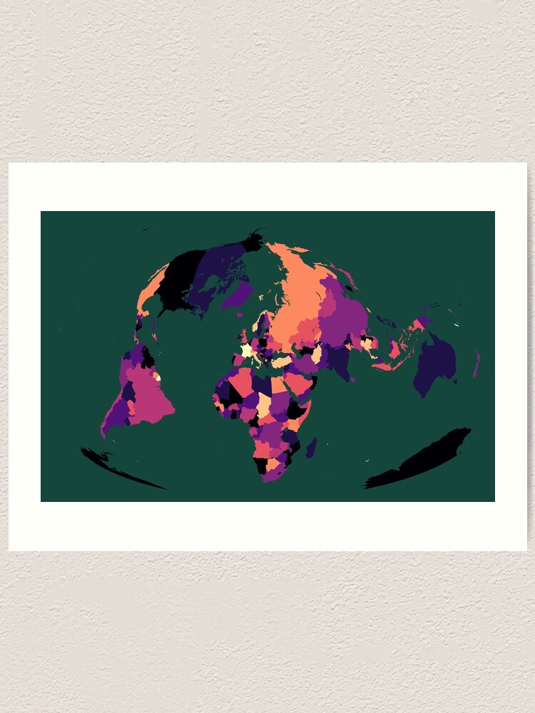 "World Map: Bertin 1953 Projection, magma Color Scheme" Art Print for ...