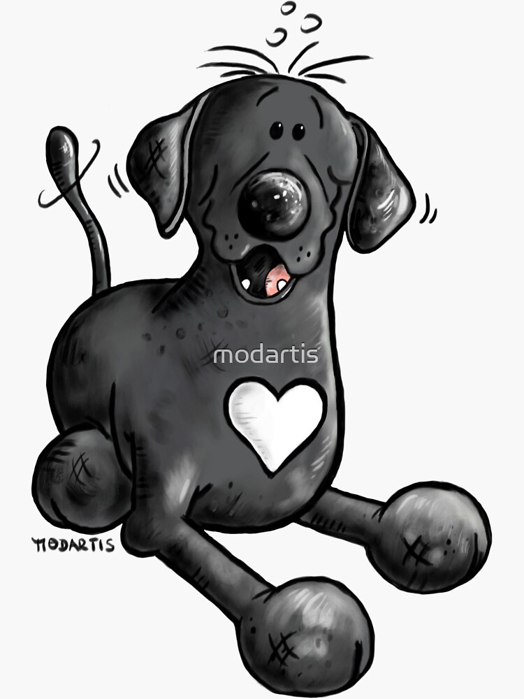 "Labrador Retriever With Heart Cartoon" Sticker by modartis | Redbubble