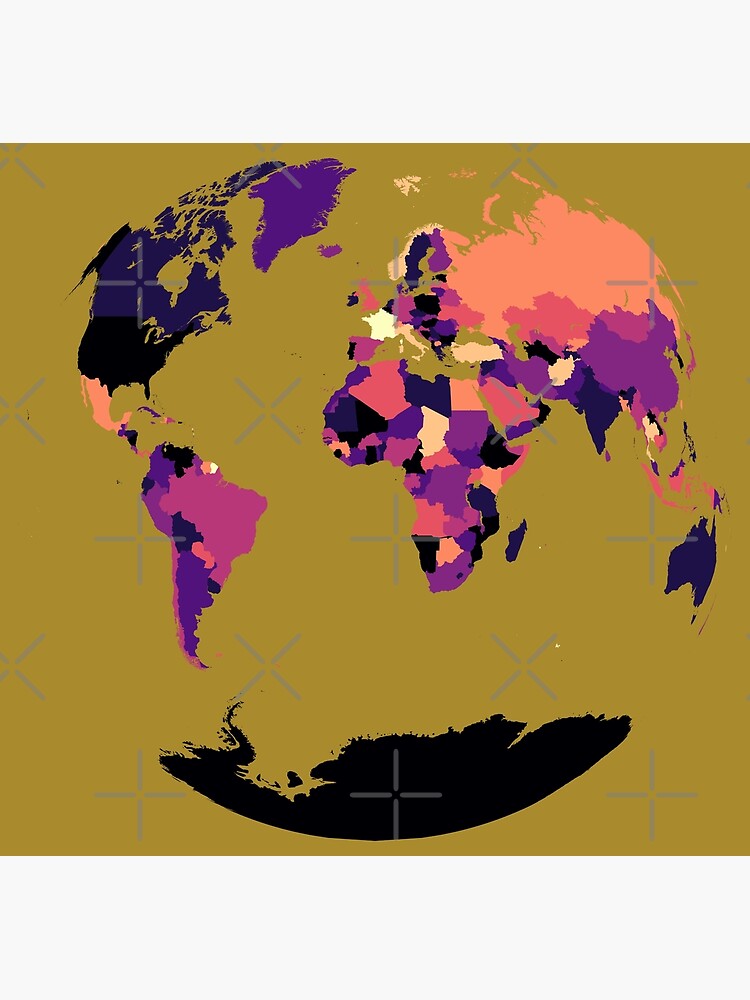 "World Map: Gilbert Two World Perspective Projection, magma Color ...