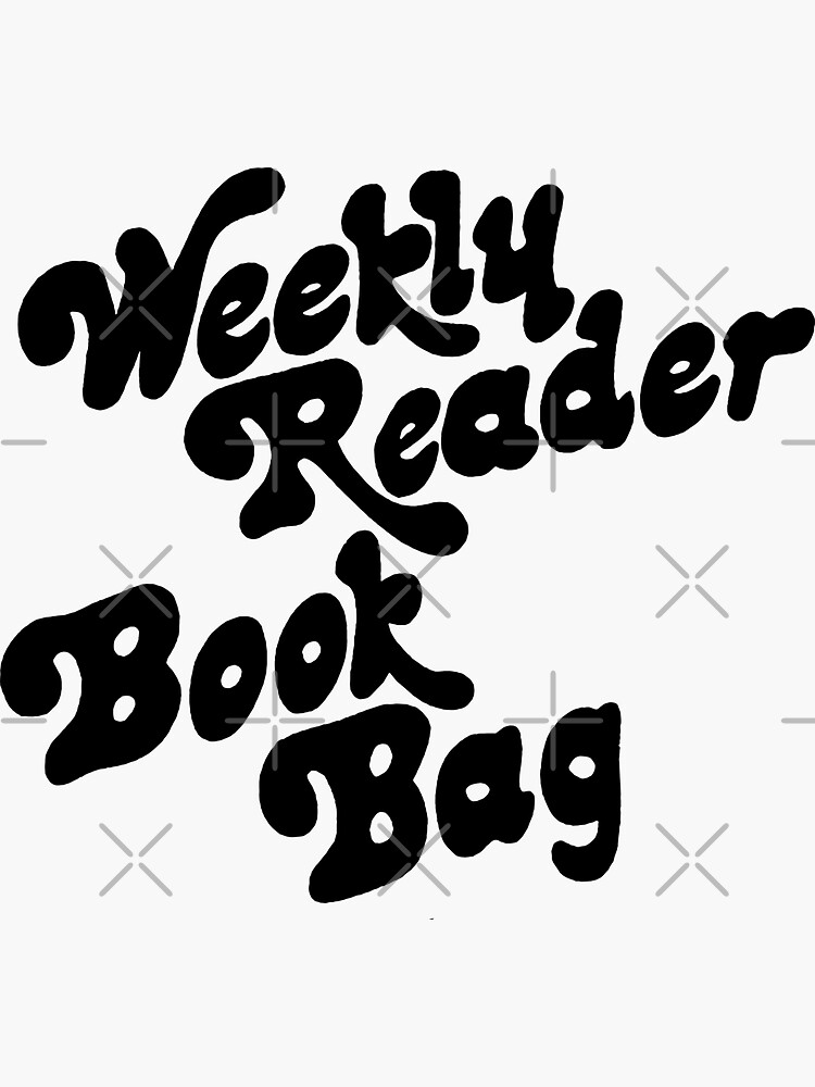 "Retro Weekly Reader Book Bag (Black on White)" Sticker by Lit-Looks ...