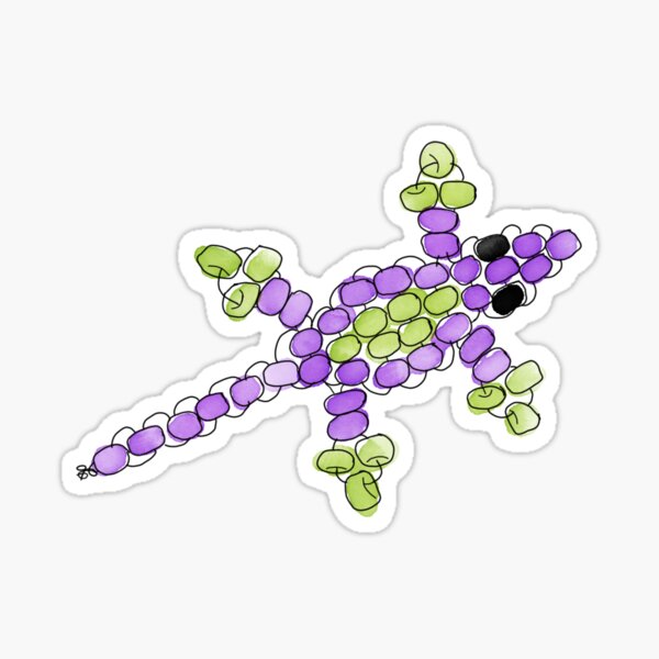 "Pony bead lizard, green and purple" Sticker by EricaBabich | Redbubble