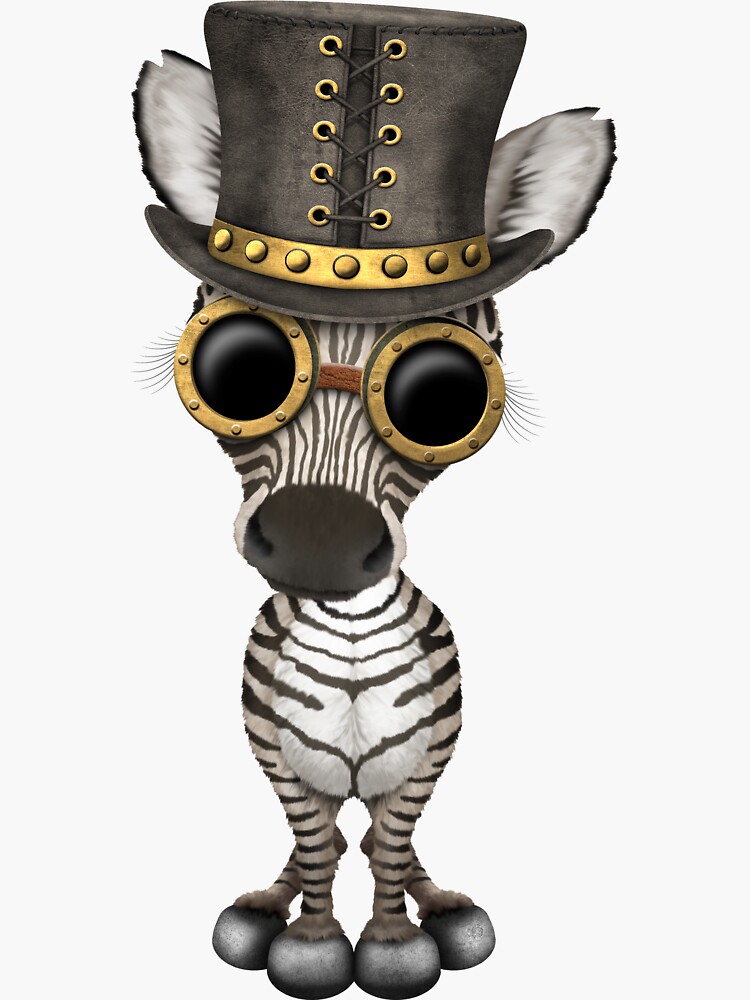 "Steampunk Baby Zebra" Sticker by JeffBartels | Redbubble