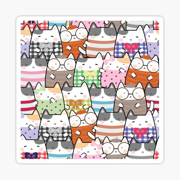 "Cute Cats wearing Clothes" Sticker by edwardecho | Redbubble