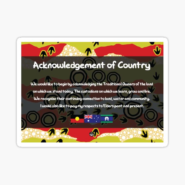 "Acknowledgement of Country - Authentic Aboriginal Art" Sticker for ...