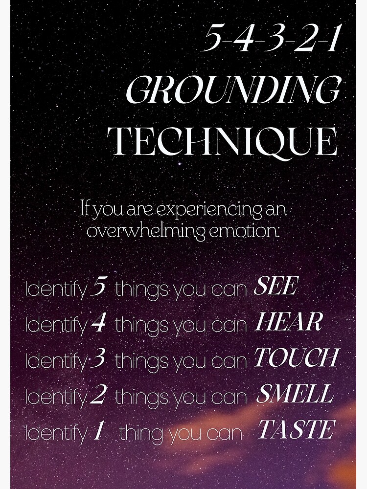 "5-4-3-2-1 Grounding Technique" Poster for Sale by ashleyshaffey ...