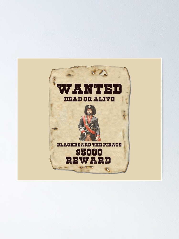 "Blackbeard Pirate Wanted Poster" Poster for Sale by GnuArt | Redbubble
