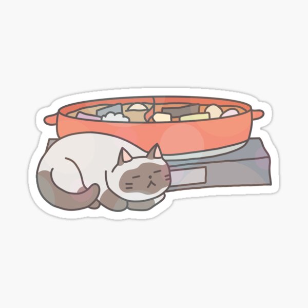 "Cat with Hot Pot" Sticker for Sale by eggcatmaki | Redbubble