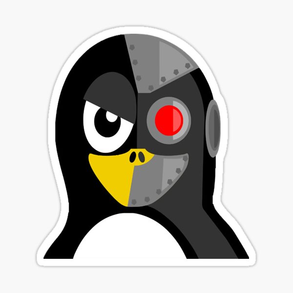 "Cyborg Penguin Artwork for Blackhats and Geniuses " Sticker by ...
