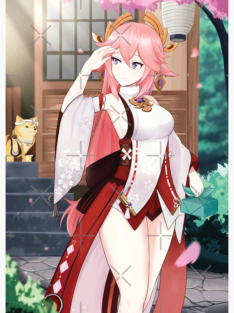 Póster «Dibujo de impacto de Yae Miko Genshin para Otaku» de zskasherman | Redbubble