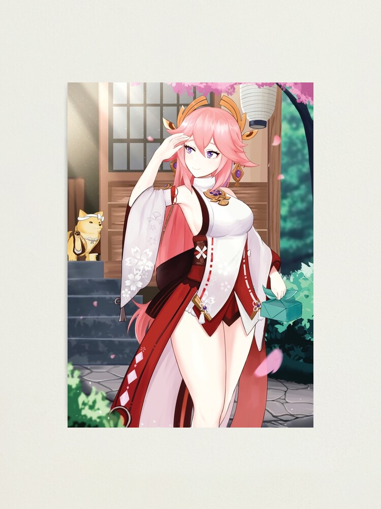Lámina fotográfica «Dibujo de impacto de Yae Miko Genshin para Otaku» de zskasherman | Redbubble