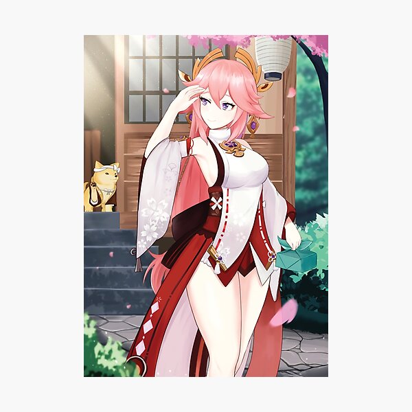 Lámina fotográfica «Dibujo de impacto de Yae Miko Genshin para Otaku» de zskasherman | Redbubble