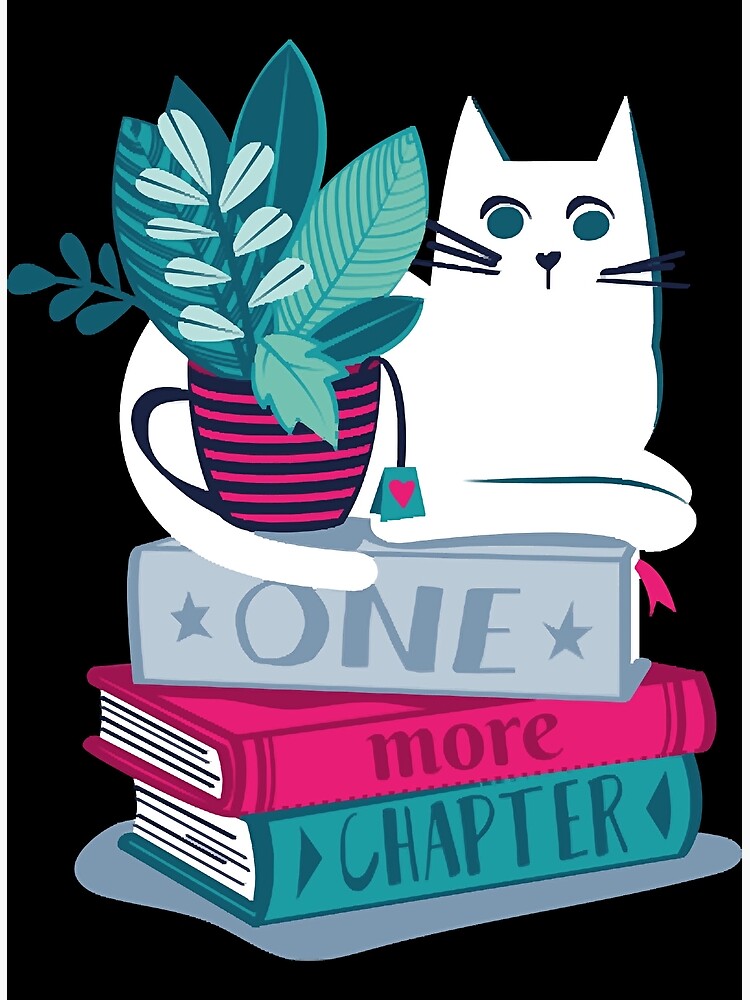 "One more chapter spot navy background white cat striped mug with ...