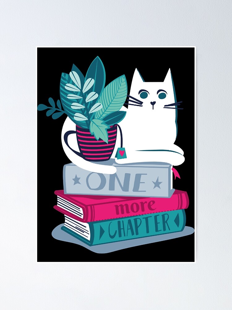 "One more chapter spot navy background white cat striped mug with ...