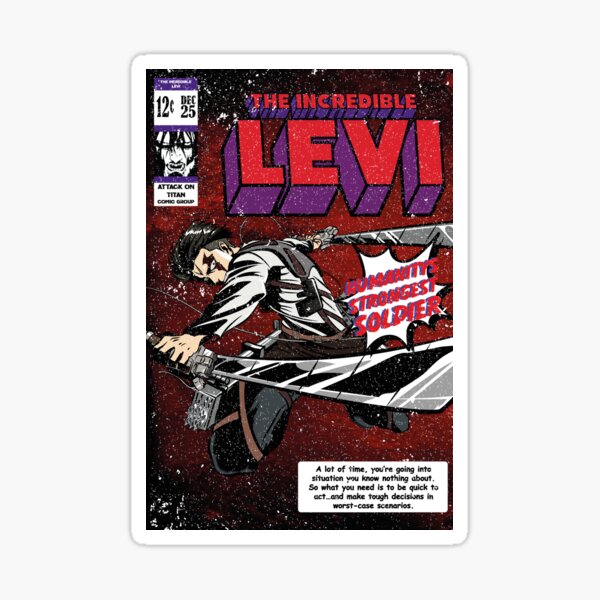 "ATTACK ON TITAN: THE INCREDIBLE LEVI COMIC COVER (GRUNGE)" Sticker by ...