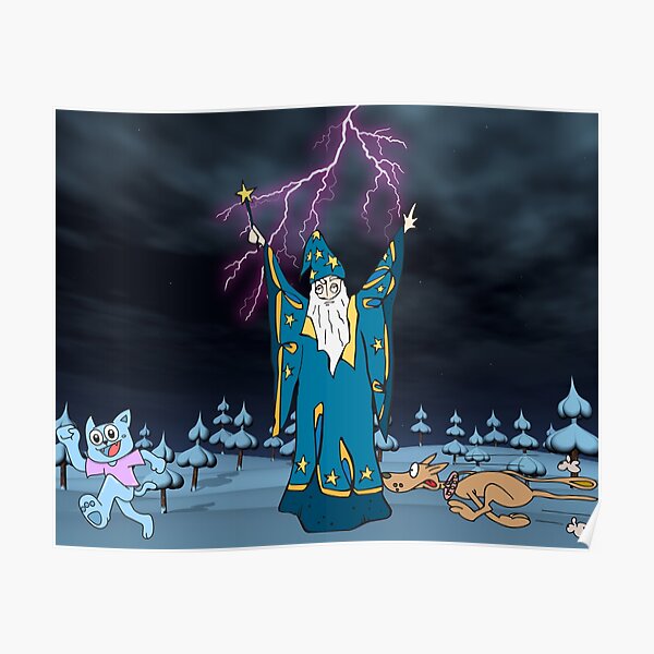 Póster «Caricatura divertida del mago mágico lanzando un hechizo» de ...