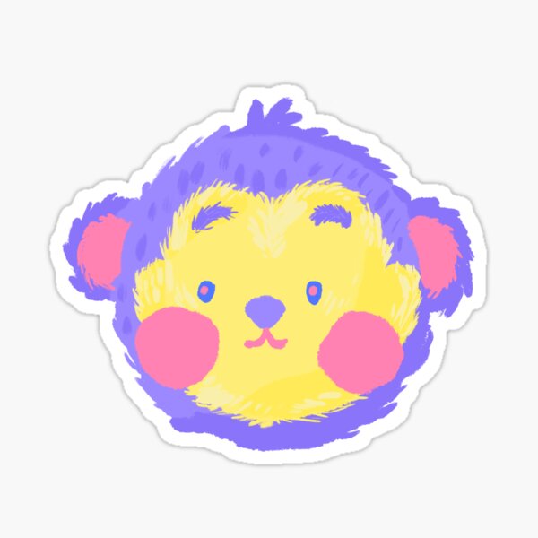 "cartoon, purple baby monkey head" Sticker by MyArtWithLove | Redbubble