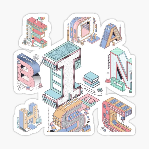 "Pastel Isometric Letters" Sticker by manu4ever | Redbubble