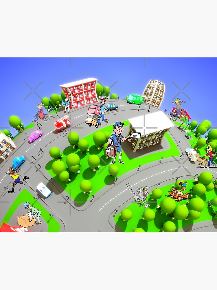 "Sunny Miniature City Life - Funny Cartoon of People Running Different ...