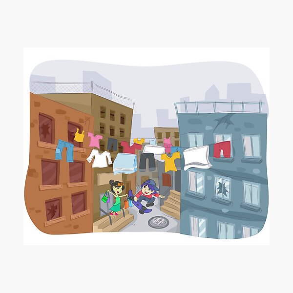 Lámina fotográfica «Caricatura divertida de niño y niña en Bronx» de ...