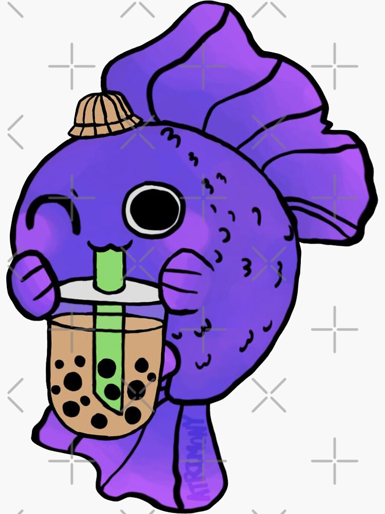 "blue fish boba" Sticker by atrimony | Redbubble